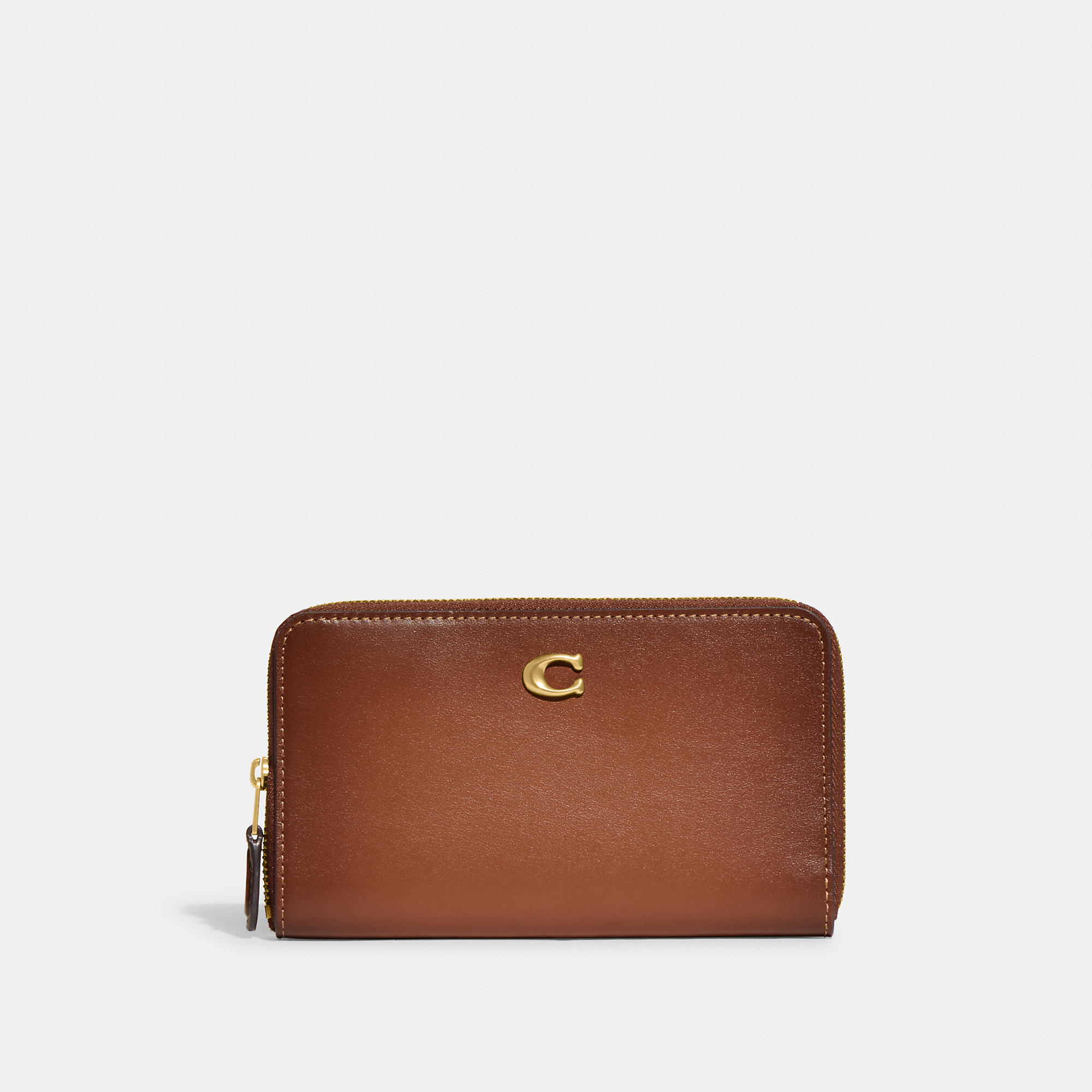 Buy COACH Medium Zip Around Wallet - Brass/1941 Saddle At 50% Off